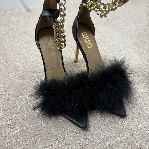 EGO | Shoes | Nwob Ego Black Stiletto Heel With Feather Detailing And ...